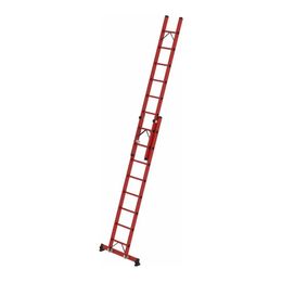 Munk Sprossen-Schiebeleiter 2-teilig GFK mit nivello® Traverse 2x8 Sprossen (036628)