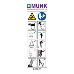 Munk Hinweis-Aufkleber für Glasreiniger-Leiter mit Stufen Aufkleber 19111 (019288)