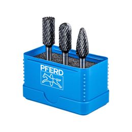 Pferd Hartmetall Hochleistungsfrässtift Set ALLROUND HC-FEP 3-tlg. Schaft-Ø 6 mm universal grob (21901415)