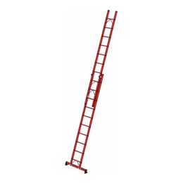 Munk Sprossen-Schiebeleiter 2-teilig GFK mit nivello® Traverse 2x10 Sprossen (036630)