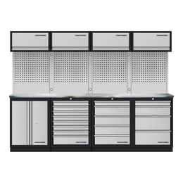 Kraftwerk Mobilio 4er Kombi, 4x Oberschrank,Lochwand, Edelstahl (3964K-S854-K4IX)