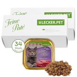 LYRA PET Lecker.Pet Emily's Feine Pat&eacute; Reich an Rind Katzenfutter Nassfutter Vollnahrung 34x100 g
