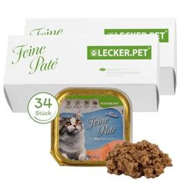 LYRA PET Lecker.Pet Mia's Feine Pat&eacute; Reich an Lachs Katzenfutter Nassfutter Vollnahrung 34x100 g