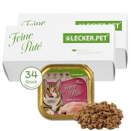 LYRA PET Lecker.Pet Leo's Feine Pat&eacute; Reich an Huhn Katzenfutter Nassfutter Vollnahrung 34x100 g