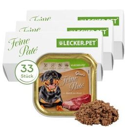 LYRA PET Lecker.Pet Gino's Feine Pat&eacute; Reich an Rind Hundefutter Nassfutter Vollnahrung 33x150 g