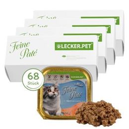 LYRA PET Lecker.Pet Mia's Feine Pat&eacute; Reich an Lachs Katzenfutter Nassfutter Vollnahrung 68x100 g