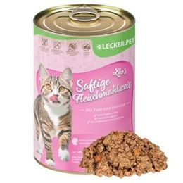 LYRA PET Lecker.Pet Leo's Saftige Fleischmahlzeit mit Pute & Gem&uuml;se Katzenfutter Nassfutter 18x400 g