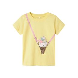 name it T-Shirt 'NMFJola' Mädchen Größe 104 braun / hellgelb / rosa / weiß