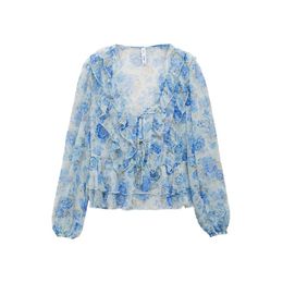 Mango Bluse 'RONALDI' Damen Größe M creme / blau / pastellblau / hellblau