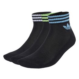 adidas originals Socken '3-Stripes Ankle 3 Pairs' Damen Gr&ouml;&szlig;e 46/48 hellblau / hellgr&uuml;n / schwarz / wei&szlig;