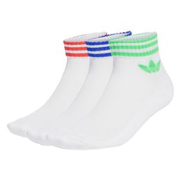 adidas originals Socken '3-Stripes Ankle 3 Pairs' Damen Größe 34/36 blau / hellgrün / rot / weiß
