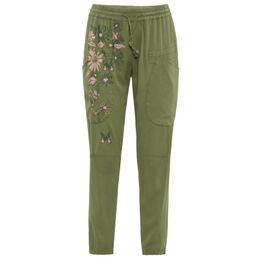 WITT Damen Schlupfhose mit Blumen- und Schmetterlingsdruck vorne, khaki, Gr&ouml;&szlig;e 19