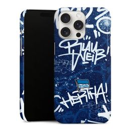 DeinDesign iPhone 15 Pro Max Handy Premium Case Smartphone Handyh&uuml;lle Schutzh&uuml;lle gl&auml;nzend Official Licensed Product Hertha Bsc Graffiti Premium Case