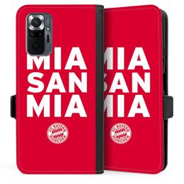 DeinDesign Xiaomi Redmi Note 10 Pro Handy Klapph&uuml;lle Handyh&uuml;lle aus Kunst Leder schwarz Flip Case Fc Bayern M&uuml;nchen Mia San Mia Fcb Sideflip mit langer Lasche