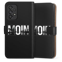 DeinDesign Galaxy A53 5G Handy Klapph&uuml;lle Handyh&uuml;lle aus Kunst Leder schwarz Flip Case Official Licensed Product Hamburger Sv Hsv Sideflip mit langer Lasche