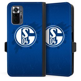DeinDesign Xiaomi Redmi Note 10 Pro Handy Klapph&uuml;lle Handyh&uuml;lle aus Kunst Leder schwarz Flip Case Official Licensed Product Fc Schalke 04 Schalke 04 Sideflip mit