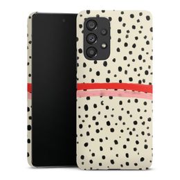 DeinDesign Galaxy A53 5G Handy Premium Case Smartphone Handyh&uuml;lle Schutzh&uuml;lle gl&auml;nzend Stripes Kunst Points Premium Case