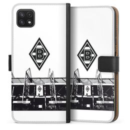 DeinDesign Galaxy A22 5G Handy Klapph&uuml;lle Handyh&uuml;lle aus Kunst Leder schwarz Flip Case Stadium Die Fohlen Borussia M&ouml;nchengladbach Sideflip mit langer Lasche