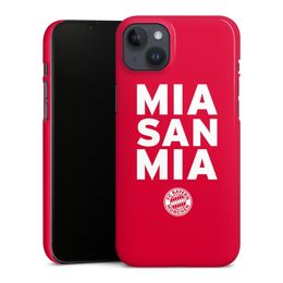 DeinDesign iPhone 14 Plus Handy Premium Case Smartphone Handyh&uuml;lle Schutzh&uuml;lle gl&auml;nzend Fcb Mia San Mia Fc Bayern M&uuml;nchen Premium Case