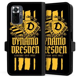 DeinDesign Xiaomi Redmi Note 10 Pro Handy Klapph&uuml;lle Handyh&uuml;lle aus Kunst Leder schwarz Flip Case Sg Dynamo Dresden Statement Sgd Sideflip mit langer Lasche