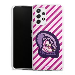 DeinDesign Galaxy A53 5G Handy Silikon H&uuml;lle Case wei&szlig; Handyh&uuml;lle Alice In Wonderland Disney Grinning Cat Silikon Case