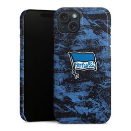 DeinDesign iPhone 15 Plus Handy Premium Case Smartphone Handyh&uuml;lle Schutzh&uuml;lle gl&auml;nzend Flag Hertha Bsc Logo Premium Case
