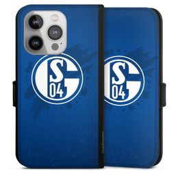 DeinDesign iPhone 14 Pro Handy Klapph&uuml;lle Handyh&uuml;lle aus Kunst Leder schwarz Flip Case Official Licensed Product Fc Schalke 04 Schalke 04 Sideflip mit langer 