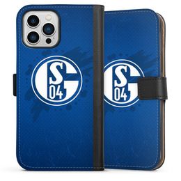 DeinDesign iPhone 13 Pro Max Handy Klapph&uuml;lle Handyh&uuml;lle aus Kunst Leder schwarz Flip Case Official Licensed Product Fc Schalke 04 Schalke 04 Sideflip mit langer
