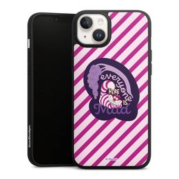 DeinDesign iPhone 14 Handy Premium Silikon H&uuml;lle Handyh&uuml;lle schwarz Case Disney Grinning Cat Alice In Wonderland Silikon Premium Case