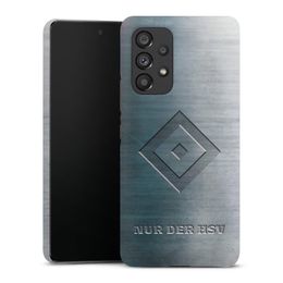 DeinDesign Galaxy A53 5G Handy Premium Case Smartphone Handyh&uuml;lle Schutzh&uuml;lle gl&auml;nzend Hsv Metallic Look Hamburger Sv Premium Case