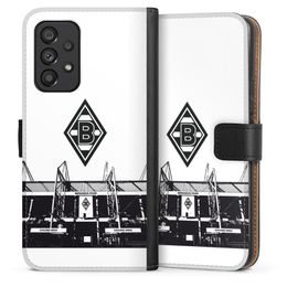 DeinDesign Galaxy A53 5G Handy Klapph&uuml;lle Handyh&uuml;lle aus Kunst Leder schwarz Flip Case Borussia M&ouml;nchengladbach Die Fohlen Stadium Sideflip mit langer Lasche