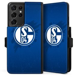 DeinDesign Galaxy S21 Ultra 5G Handy Klapph&uuml;lle Handyh&uuml;lle aus Kunst Leder schwarz Flip Case Official Licensed Product Fc Schalke 04 Schalke 04 Sideflip mit 