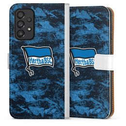 DeinDesign Galaxy A33 5G Handy Klapph&uuml;lle Handyh&uuml;lle aus Kunst Leder wei&szlig; Flip Case Hertha Bsc Flag Logo Sideflip mit Lasche