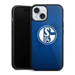 DeinDesign iPhone 15 Handy Gallery Case Handyh&uuml;lle 9H Geh&auml;rtetes Glas R&uuml;ckseite H&uuml;lle Official Licensed Product Fc Schalke 04 Schalke 04 Gallery Case