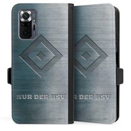 DeinDesign Xiaomi Redmi Note 10 Pro Handy Klapph&uuml;lle Handyh&uuml;lle aus Kunst Leder schwarz Flip Case Hamburger Sv Metallic Look Hsv Sideflip mit langer Lasche