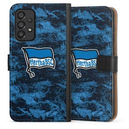 DeinDesign Galaxy A33 5G Handy Klapph&uuml;lle Handyh&uuml;lle aus Kunst Leder schwarz Flip Case Hertha Bsc Flag Logo Sideflip mit langer Lasche