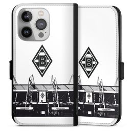 DeinDesign iPhone 14 Pro Handy Klapph&uuml;lle Handyh&uuml;lle aus Kunst Leder schwarz Flip Case Stadium Die Fohlen Borussia M&ouml;nchengladbach Sideflip mit langer Lasche