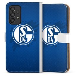 DeinDesign Galaxy A33 5G Handy Klapph&uuml;lle Handyh&uuml;lle aus Kunst Leder wei&szlig; Flip Case Fc Schalke 04 Official Licensed Product Sideflip mit Lasche