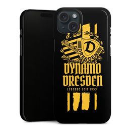 DeinDesign iPhone 15 Plus Handy Premium Case Smartphone Handyh&uuml;lle Schutzh&uuml;lle gl&auml;nzend Sg Dynamo Dresden Statement Sgd Premium Case