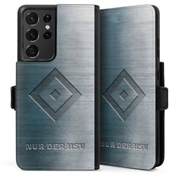DeinDesign Galaxy S21 Ultra 5G Handy Klapph&uuml;lle Handyh&uuml;lle aus Kunst Leder schwarz Flip Case Metallic Look Hsv Hamburger Sv Sideflip mit Lasche