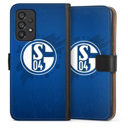 DeinDesign Galaxy A53 5G Handy Klapph&uuml;lle Handyh&uuml;lle aus Kunst Leder schwarz Flip Case Fc Schalke 04 Official Licensed Product Sideflip mit langer Lasche