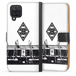 DeinDesign Galaxy A12 Handy Klapph&uuml;lle Handyh&uuml;lle aus Kunst Leder schwarz Flip Case Borussia M&ouml;nchengladbach Die Fohlen Stadium Sideflip mit langer Lasche