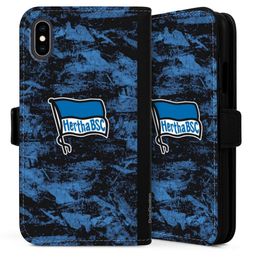 DeinDesign iPhone X Handy Klapph&uuml;lle Handyh&uuml;lle aus Kunst Leder schwarz Flip Case Flag Hertha Bsc Logo Sideflip mit langer Lasche