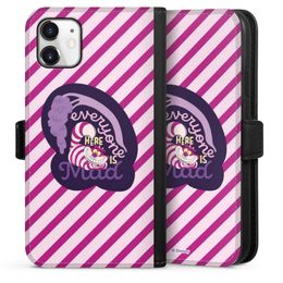 DeinDesign iPhone 11 Handy Klapph&uuml;lle Handyh&uuml;lle aus Kunst Leder schwarz Flip Case Disney Grinning Cat Alice In Wonderland Sideflip mit Lasche