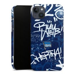 DeinDesign iPhone 14 Plus Handy Premium Case Smartphone Handyh&uuml;lle Schutzh&uuml;lle gl&auml;nzend Official Licensed Product Hertha Bsc Graffiti Premium Case