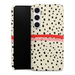 DeinDesign Galaxy S24 Handy Premium Case Smartphone Handyh&uuml;lle Schutzh&uuml;lle gl&auml;nzend Stripes Points Kunst Premium Case
