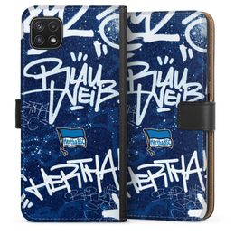 DeinDesign Galaxy A22 5G Handy Klapph&uuml;lle Handyh&uuml;lle aus Kunst Leder schwarz Flip Case Hertha Bsc Official Licensed Product Graffiti Sideflip mit langer Lasche