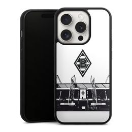 DeinDesign iPhone 15 Pro Handy Gallery Case Handyh&uuml;lle 9H Geh&auml;rtetes Glas R&uuml;ckseite H&uuml;lle Stadium Die Fohlen Borussia M&ouml;nchengladbach Gallery Case