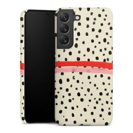 DeinDesign Galaxy S22 Handy Premium Case Smartphone Handyh&uuml;lle Schutzh&uuml;lle gl&auml;nzend Stripes Points Kunst Premium Case