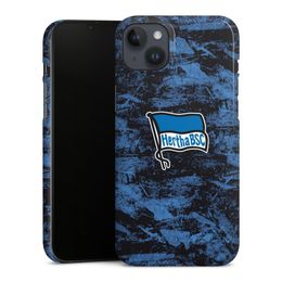 DeinDesign iPhone 14 Plus Handy Premium Case Smartphone Handyh&uuml;lle Schutzh&uuml;lle gl&auml;nzend Flag Hertha Bsc Logo Premium Case